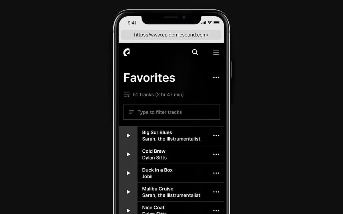 My music → playlists | Epidemic Sound
